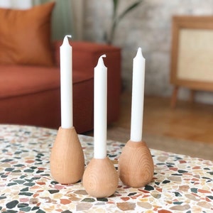 Wood Candlestick Set of 3 Candlesticks Wooden Candlesticks - Etsy