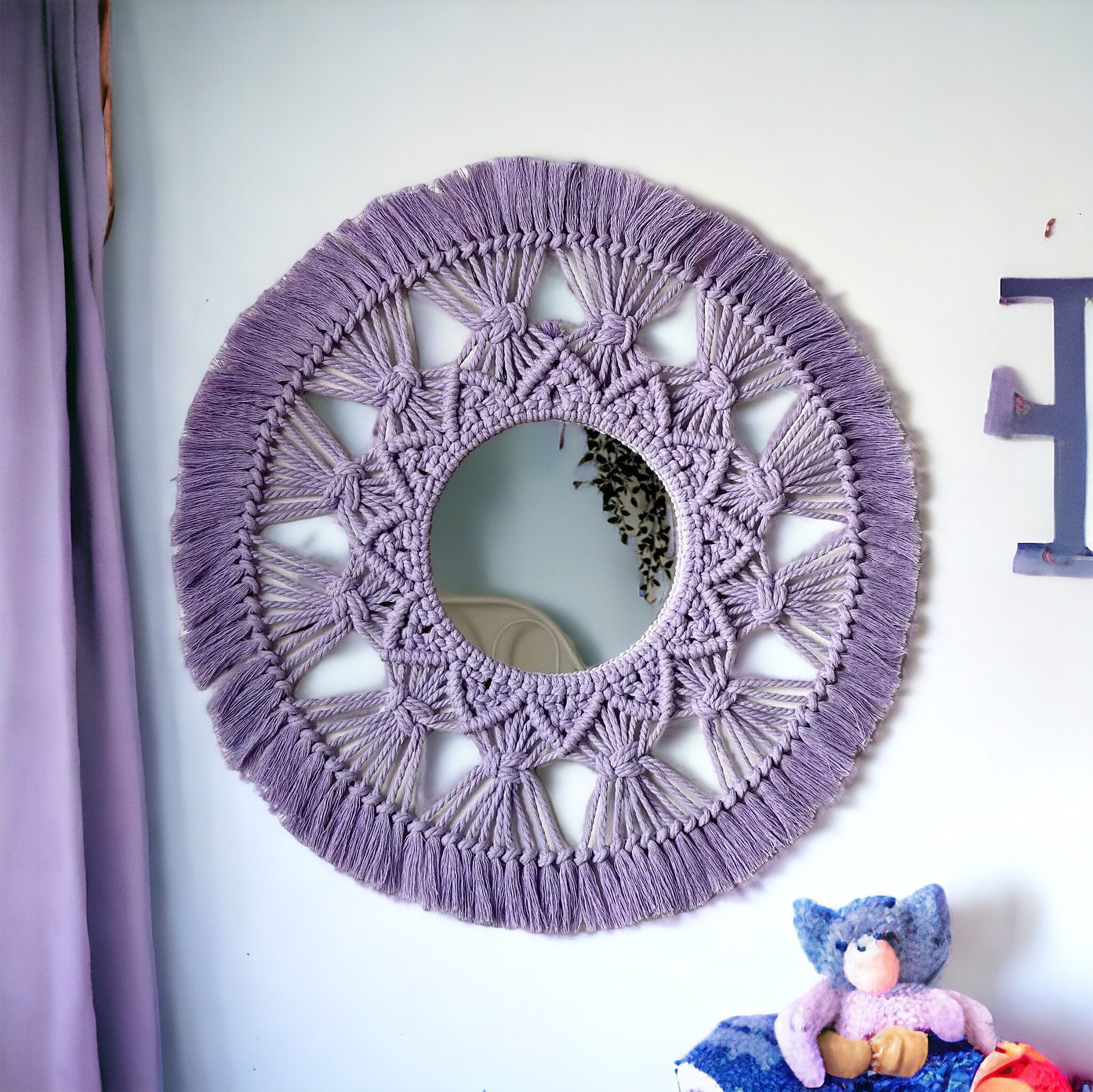 Lily Macrame Mirror, Macrame Wall Hanging Mirror , Nursery Mirror ...