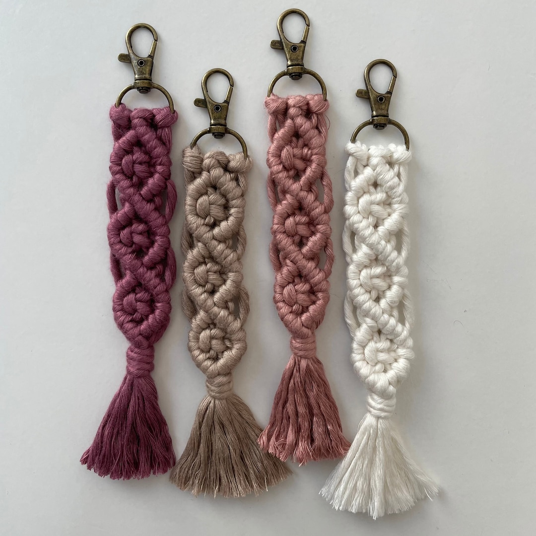 Diamond Macrame Keychain With Bronze Clip Purse Charm Luxury Keychain ...
