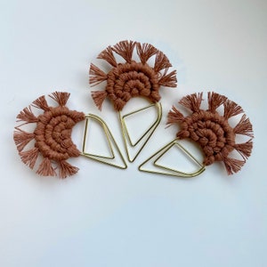 Gold Macrame Paperclips Set of 3 Sunrise Semi-circle Bookmarks Planner ...