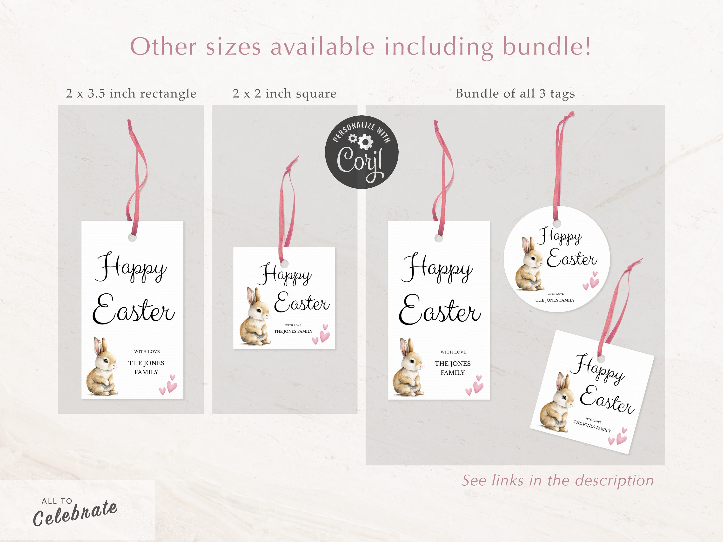 Editable Easter Round Gift Tag, Template for Personalised Easter Bunny ...