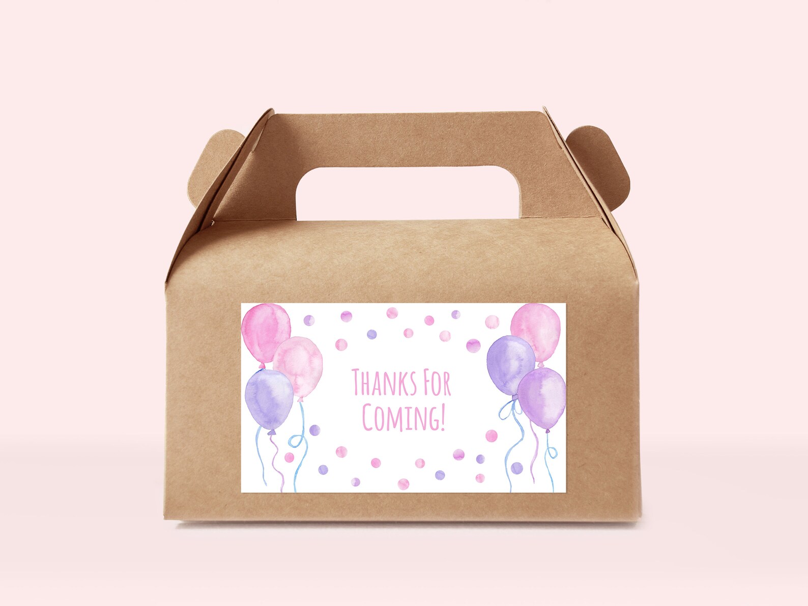 Pastel Colour Party Favour Label, Balloon Gable Box Labels, Editable ...