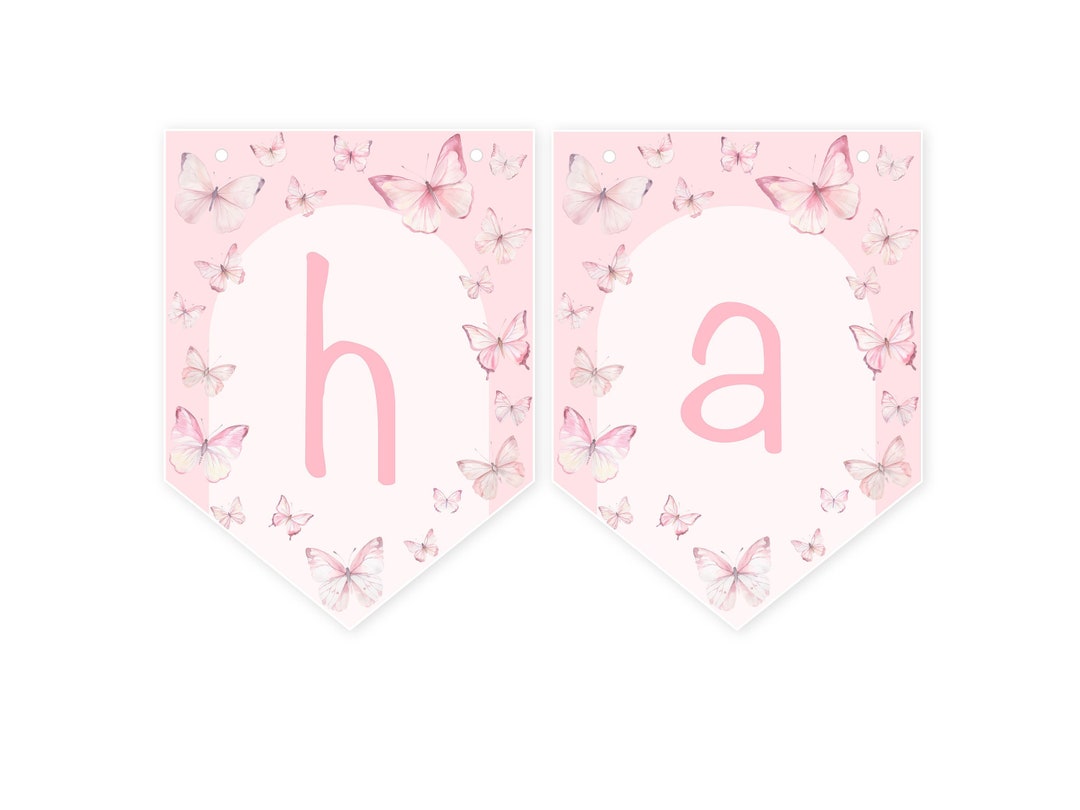 Pastel Butterfly Bunting Printable, Butterfly Party Decor, Butterfly ...
