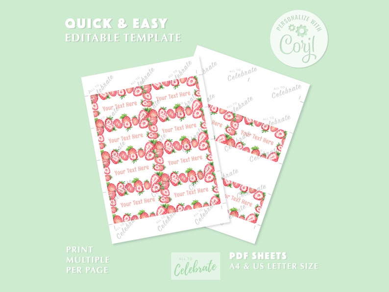 Berry Sweet Place Card Template, 1st Birthday Party Food Labels ...