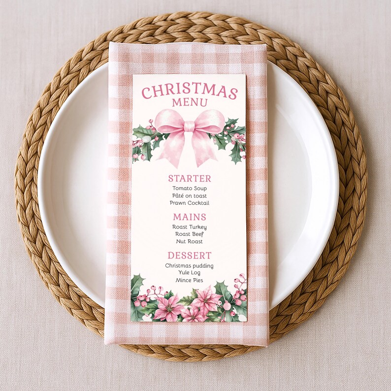 Editable Christmas Menu and Place Cards (digital Download) - Etsy