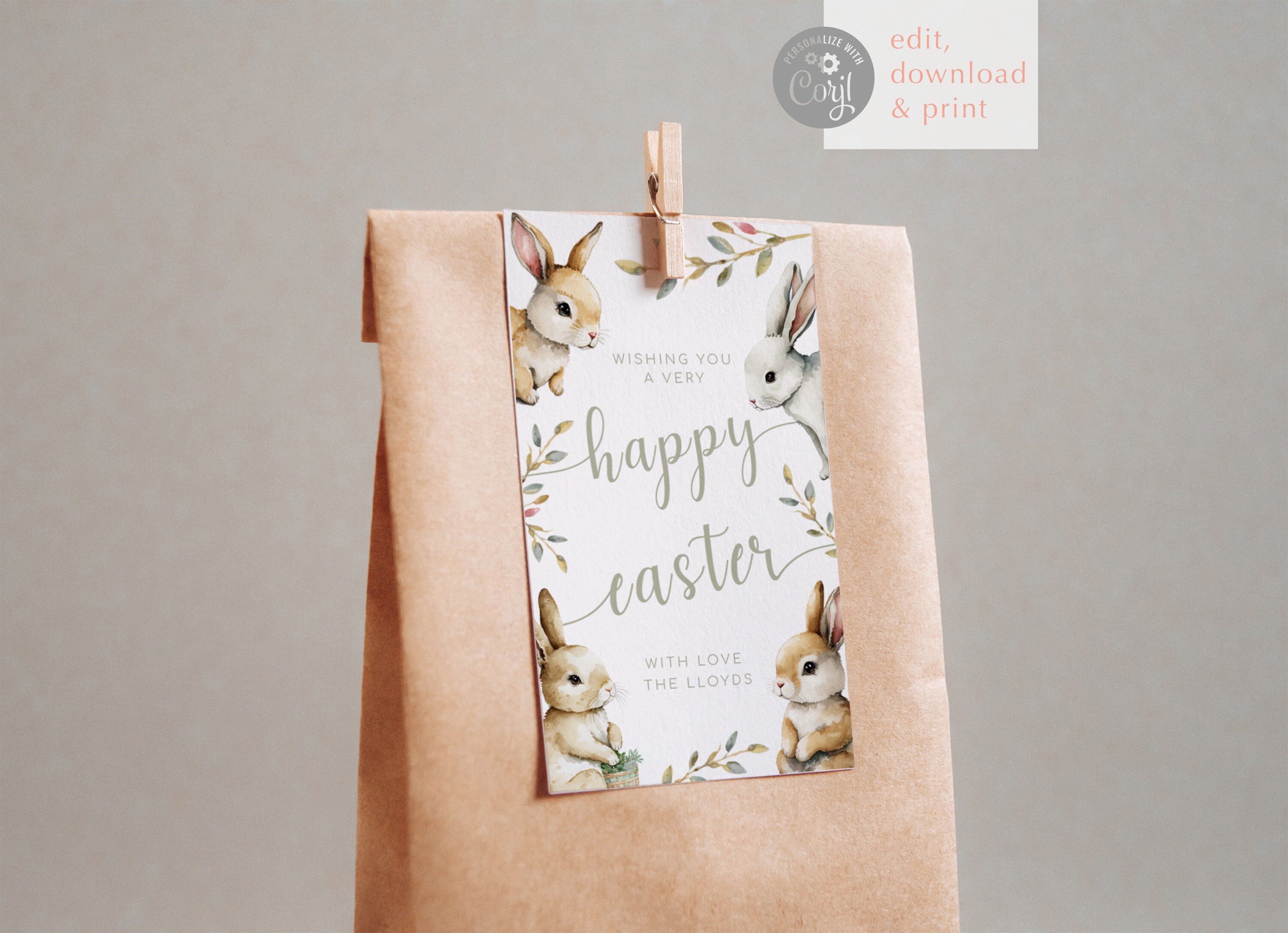 Editable Easter Gift Tag Template Personalized Easter Basket Labels ...