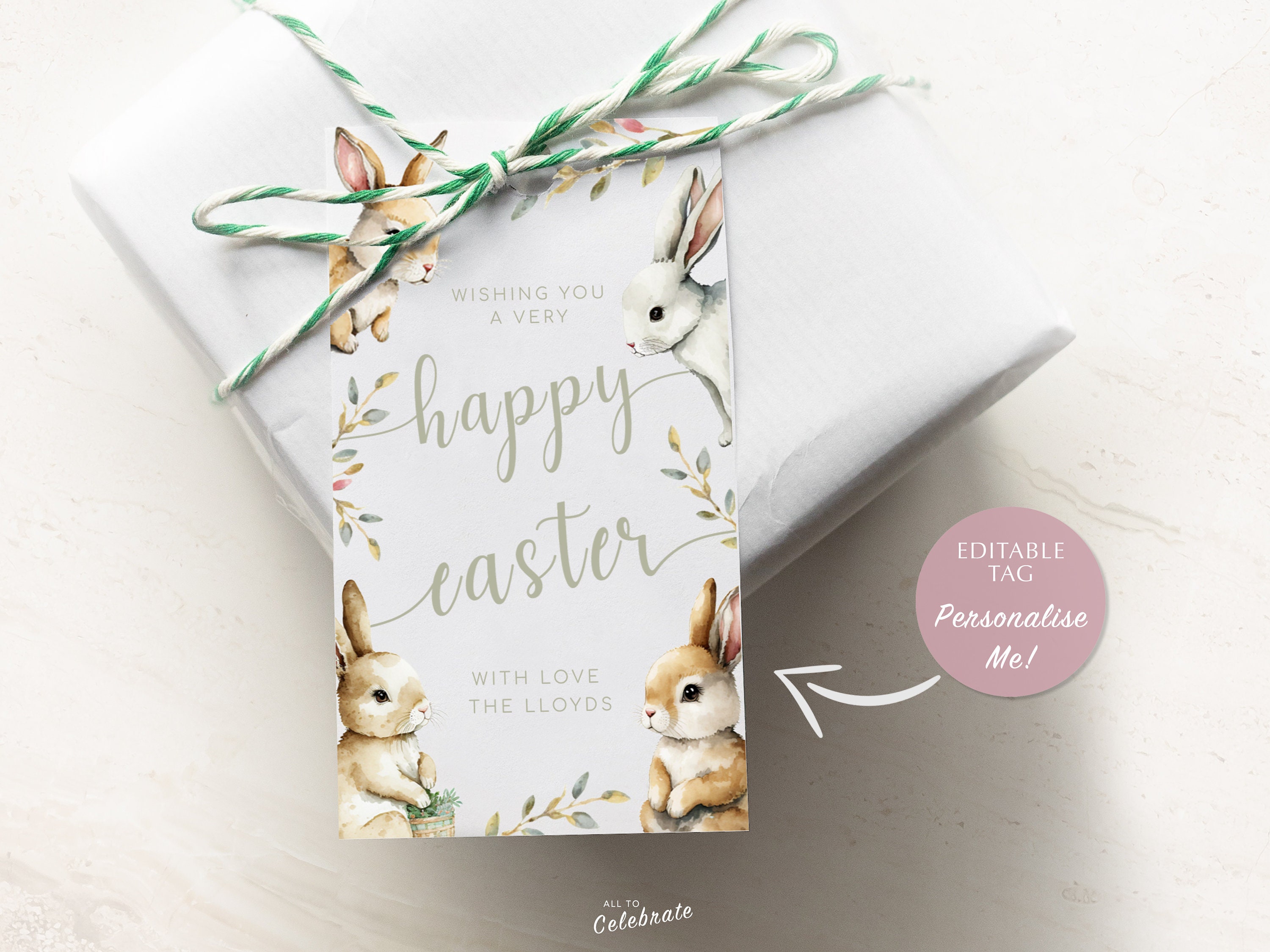 Editable Easter Gift Tag Template Personalized Easter Basket Labels ...