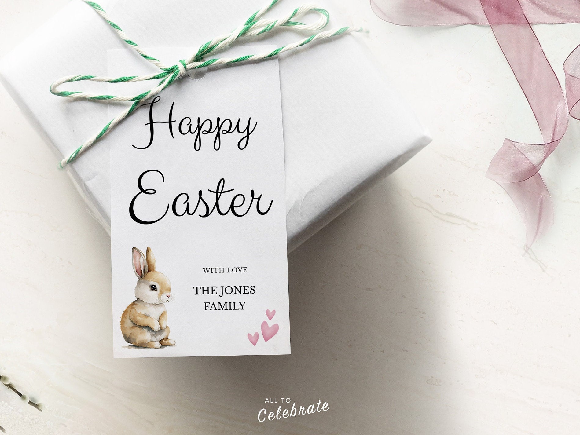 Editable Easter Gift Tag, Template for Personalized Easter Bunny and ...
