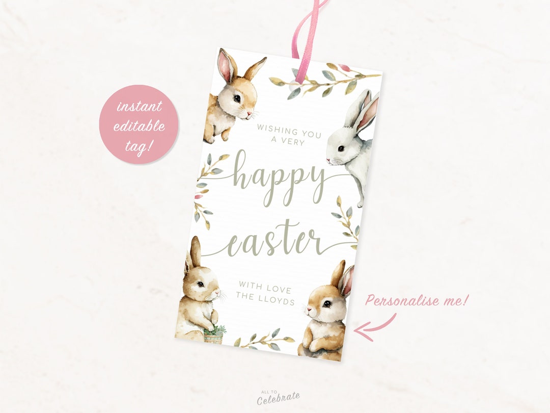 Editable Easter Gift Tag Template Personalized Easter Basket Labels ...