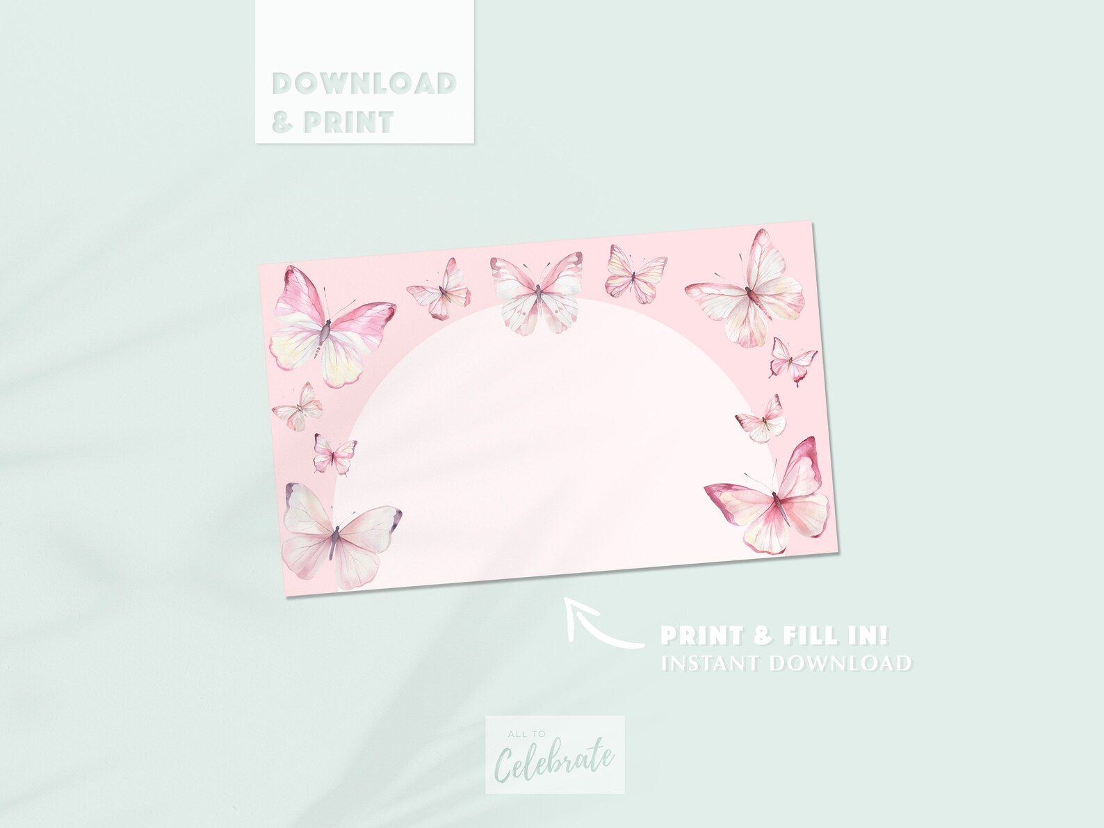 Butterfly Themed Place Cards, Printable Butterfly Food Labels ...