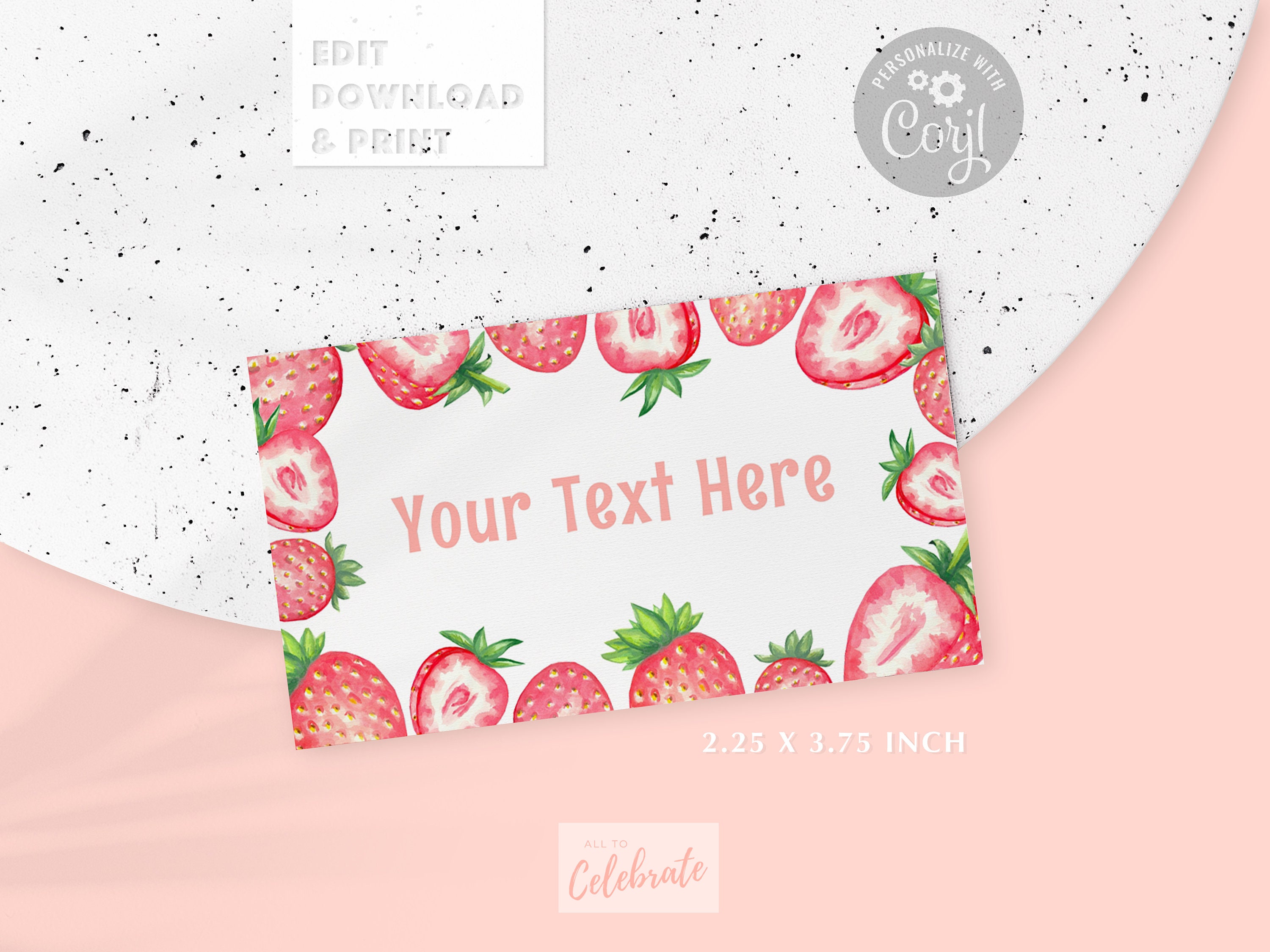 Berry Sweet Place Card Template, 1st Birthday Party Food Labels ...
