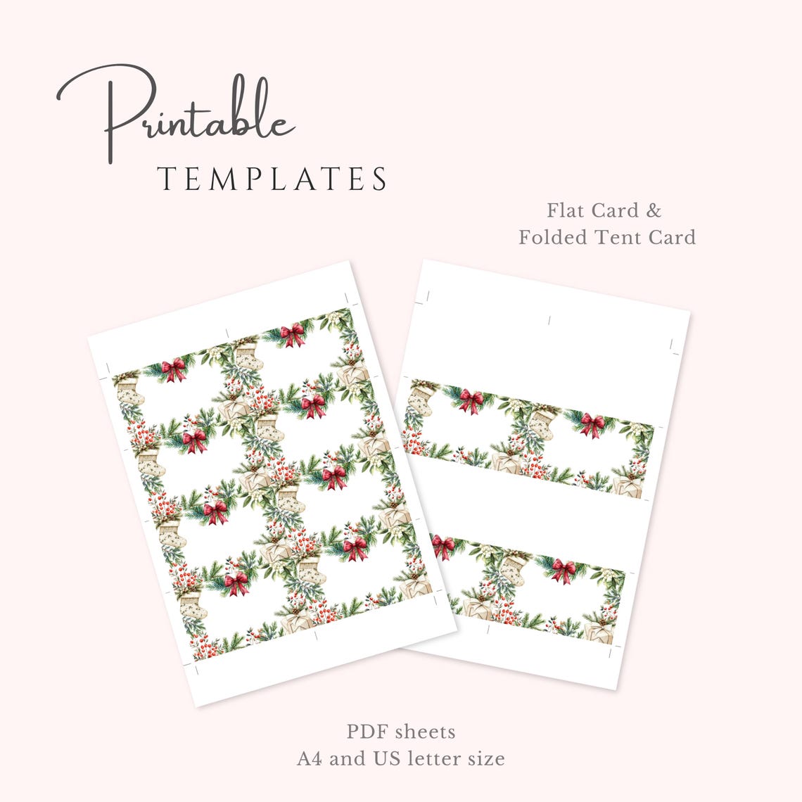 Printable Christmas Place Cards, Xmas Food Labels, Christmas Table ...