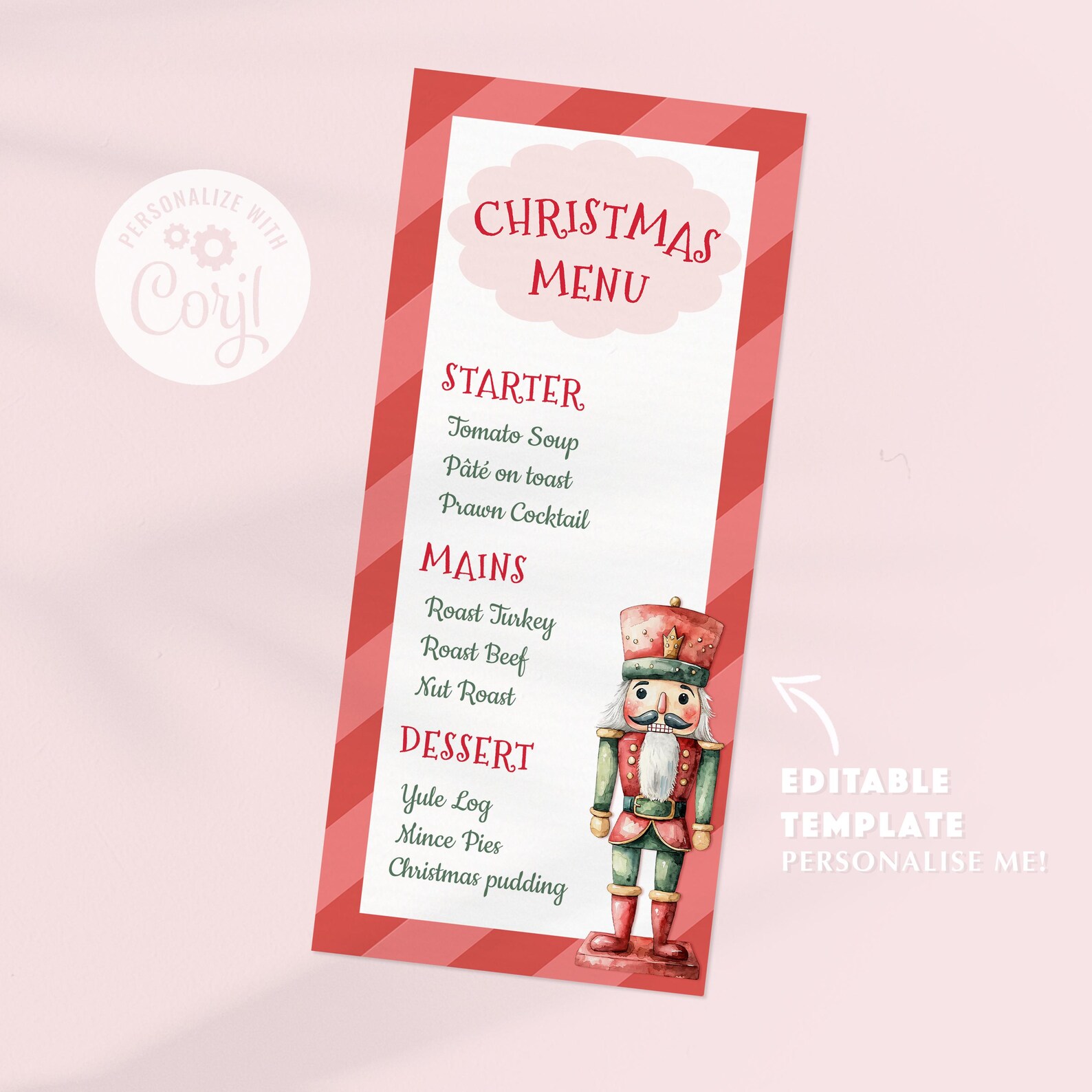 Nutcracker Christmas Menu Template: Editable Xmas Food Menu Card ...