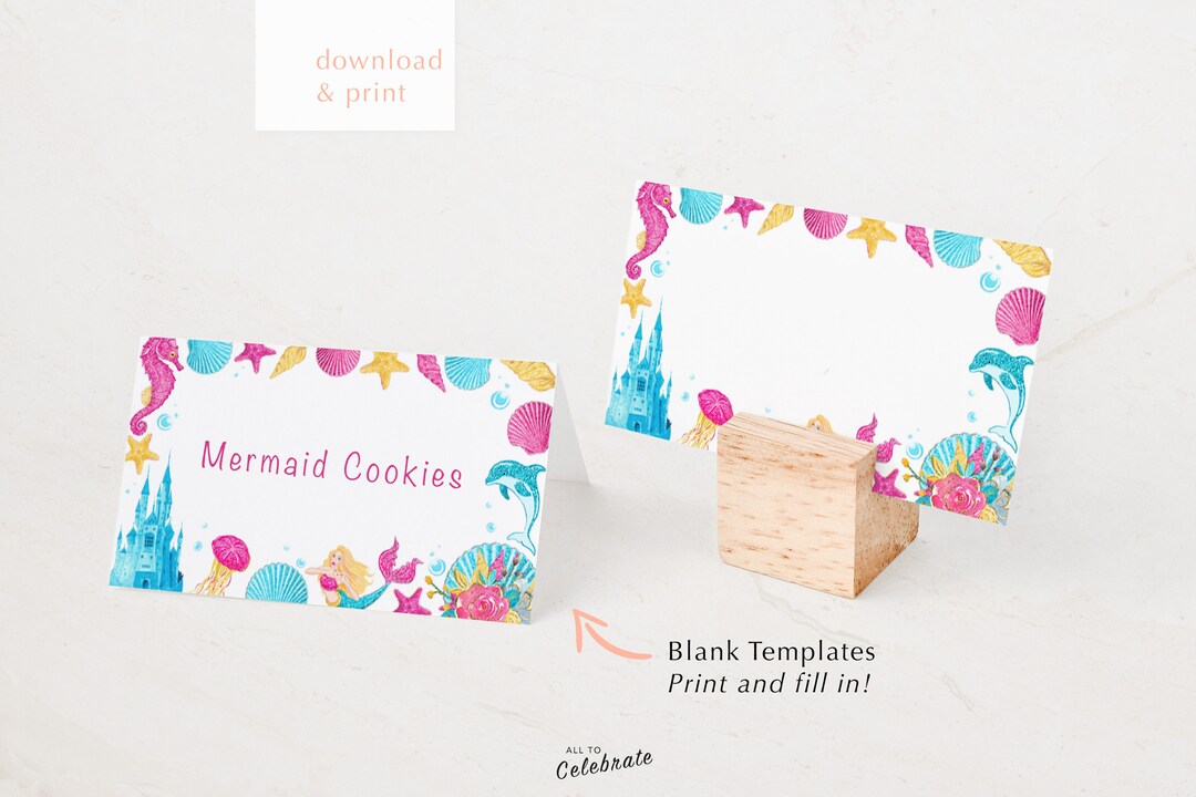 Printable Mermaid Themed Blank Party Food Labels Birthday - Etsy