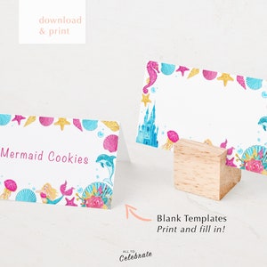 Printable Mermaid Themed Blank Party Food Labels Birthday - Etsy