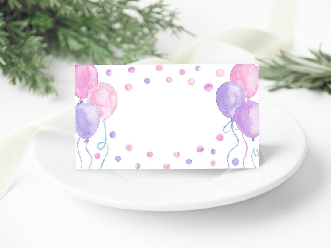 Printable Pastel Themed Place Cards, Balloon Food Buffet Labels ...