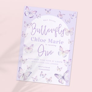Pastel Butterfly Birthday Invitation Template: Purple Watercolor ...