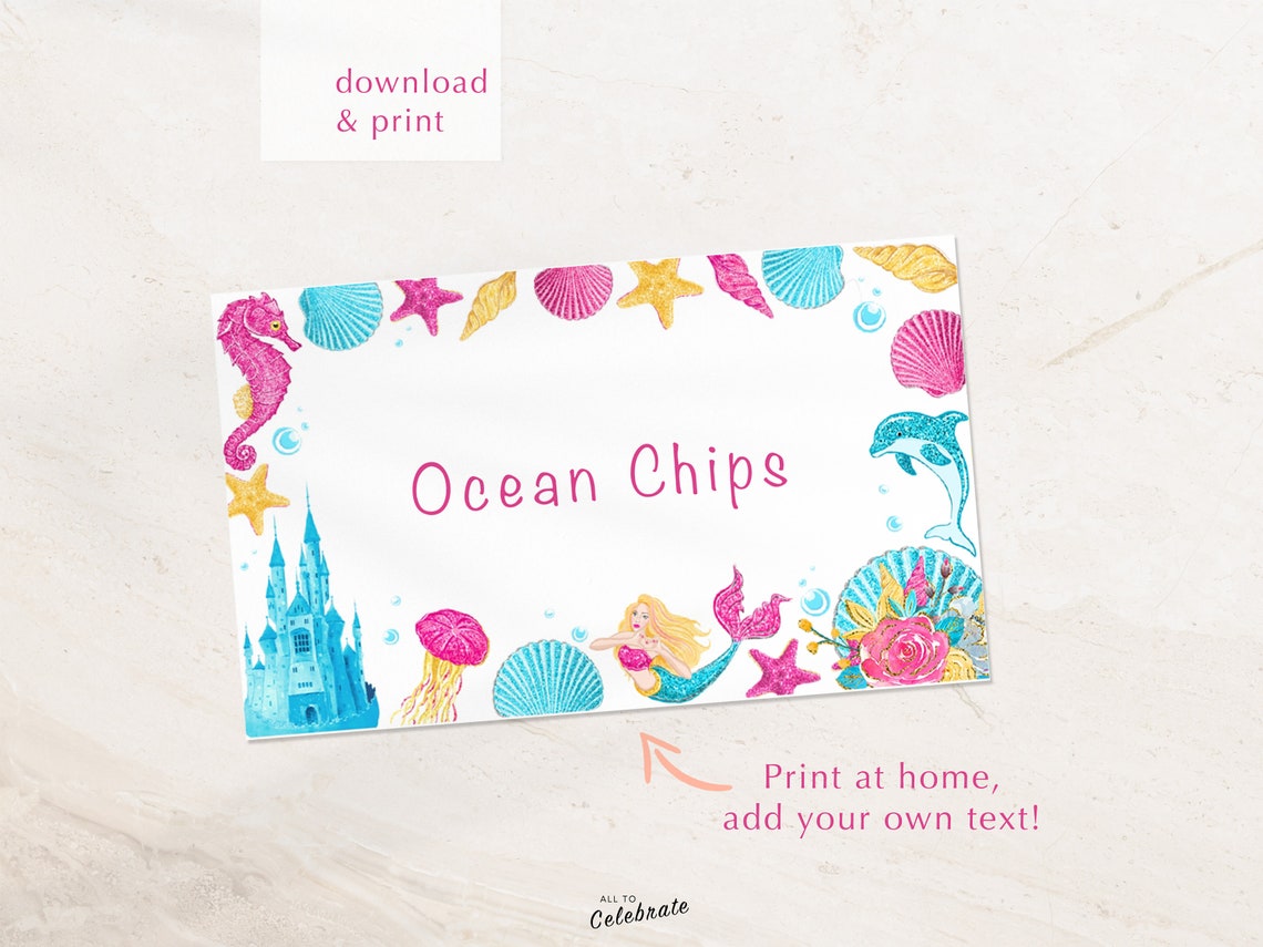 Printable Mermaid Themed Blank Party Food Labels Birthday - Etsy