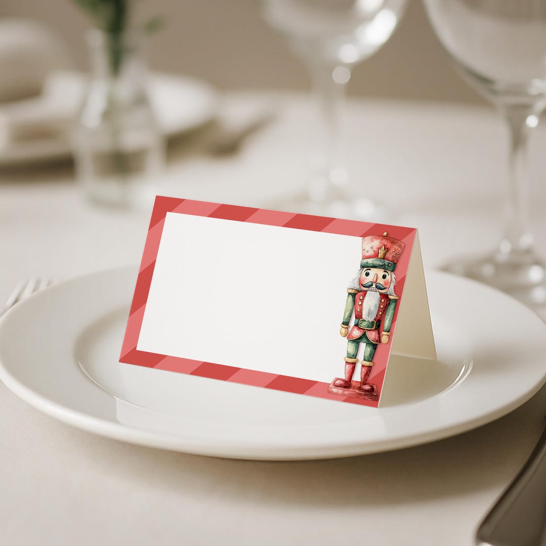 Printable Nutcracker Christmas Place Cards, Red and Green Xmas Labels ...