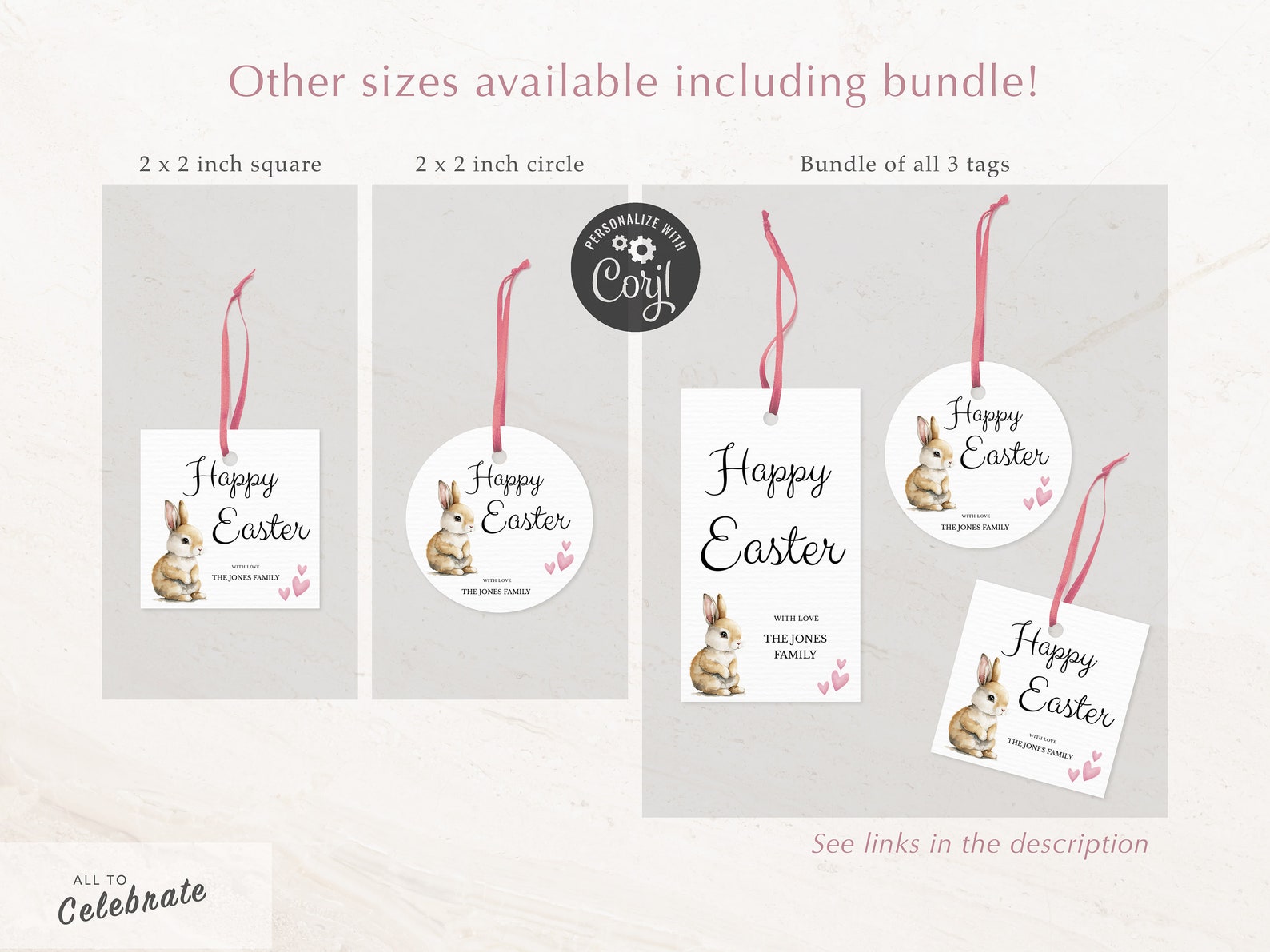 Editable Easter Gift Tag, Template for Personalized Easter Bunny and ...