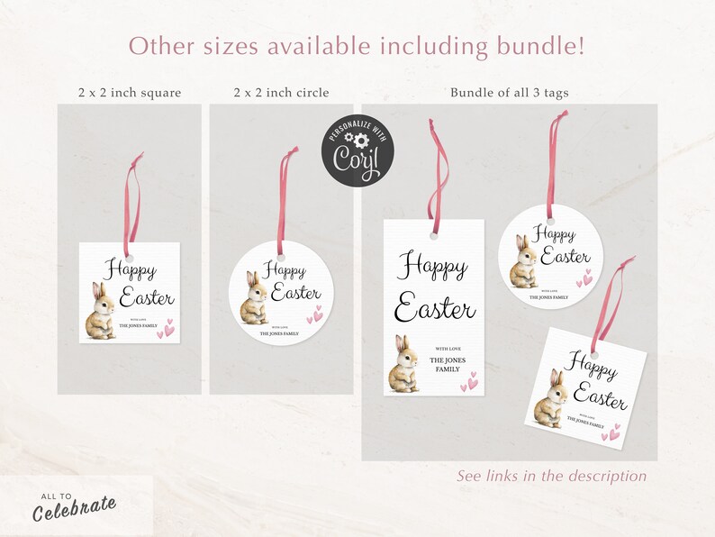 Editable Easter Gift Tag, Template for Personalized Easter Bunny and ...
