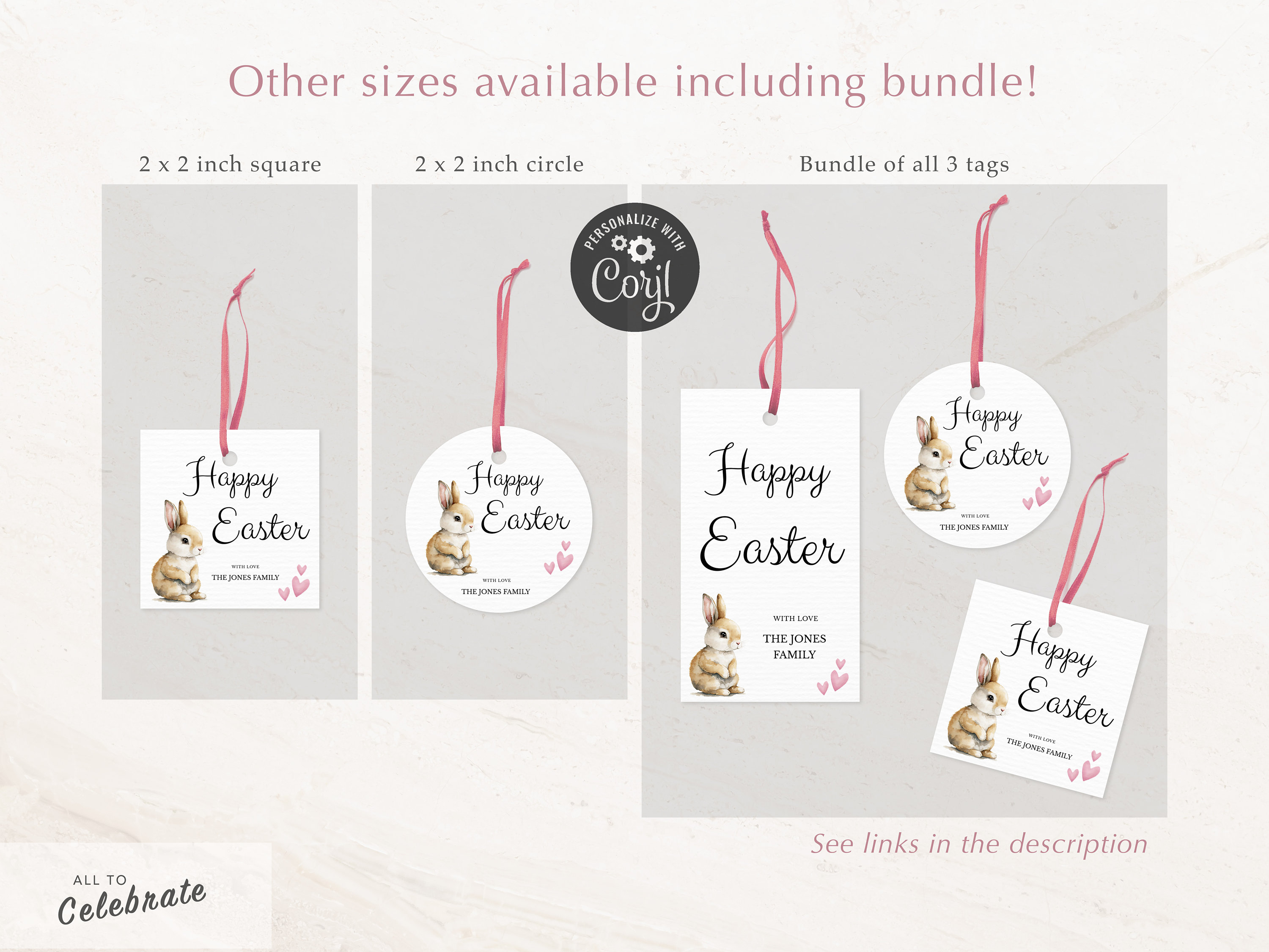 Editable Easter Gift Tag, Template for Personalized Easter Bunny and ...