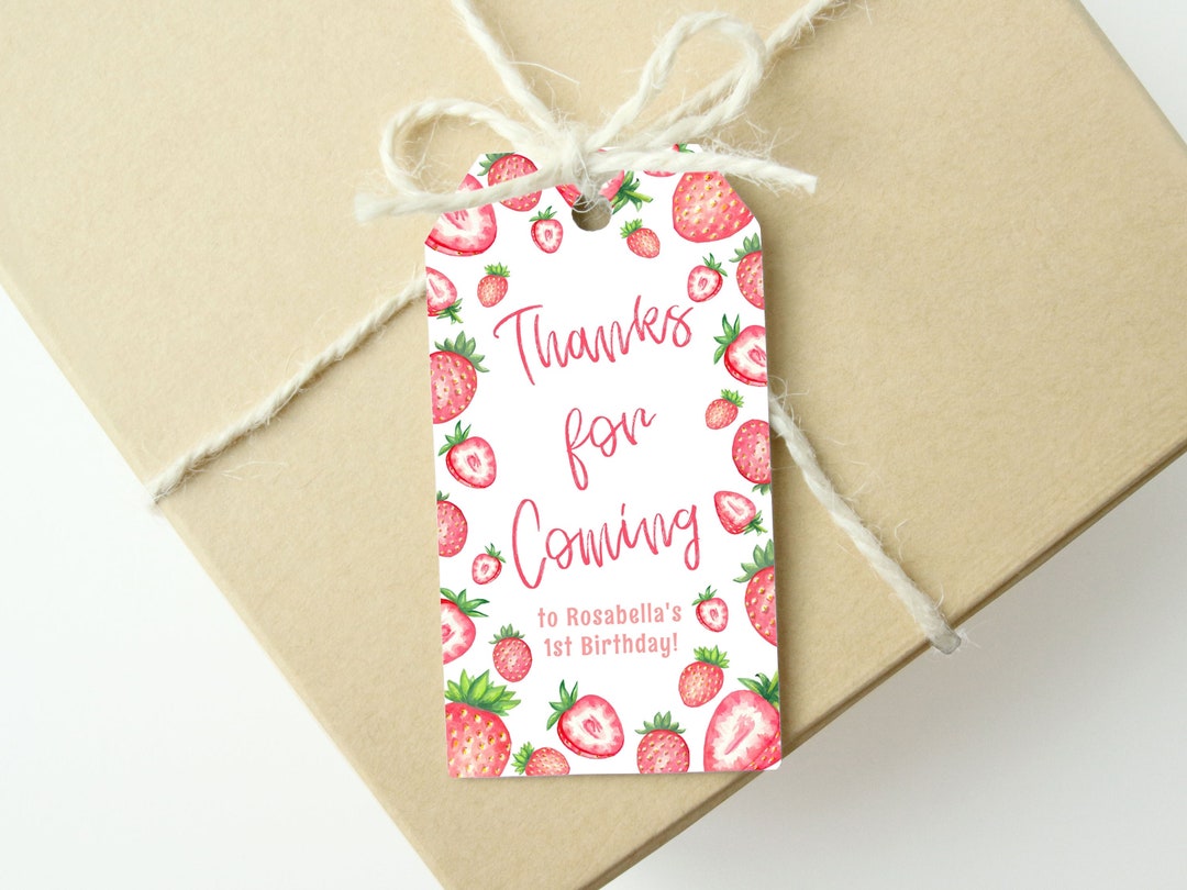Berry Sweet One Thank You Labels, Editable Tag for Personalised Party ...