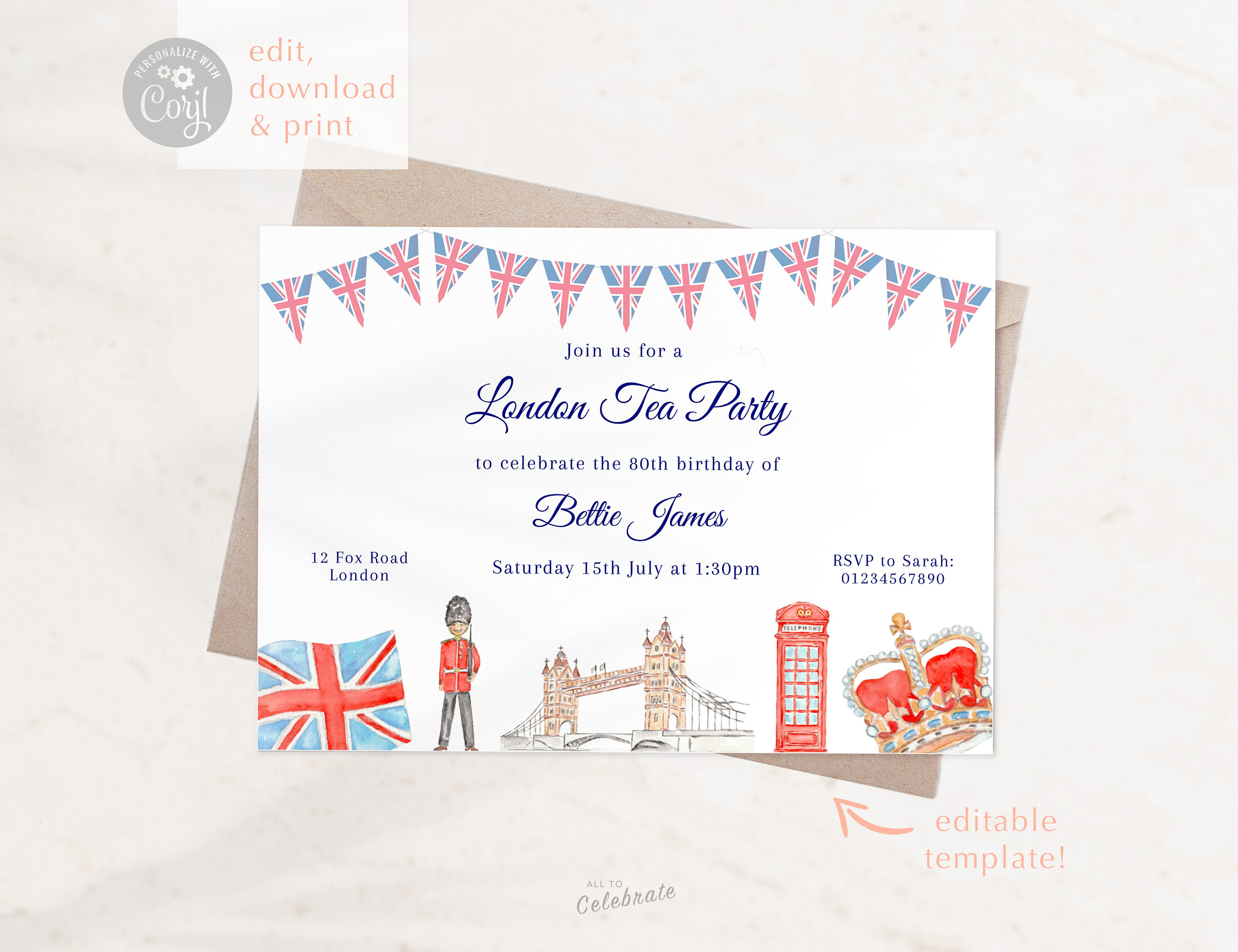 British Themed Party Invitations