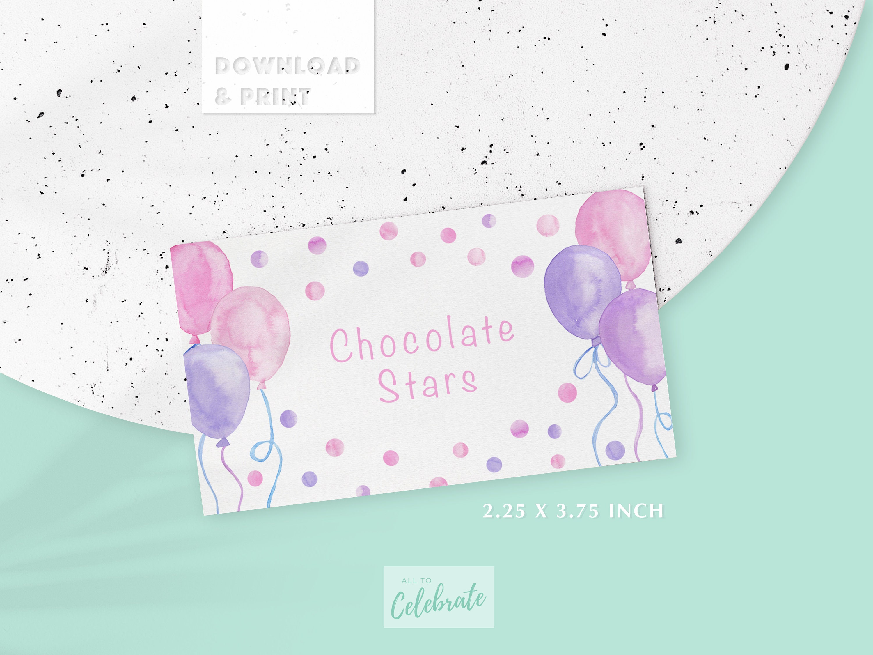 Printable Pastel Themed Place Cards, Balloon Food Buffet Labels ...