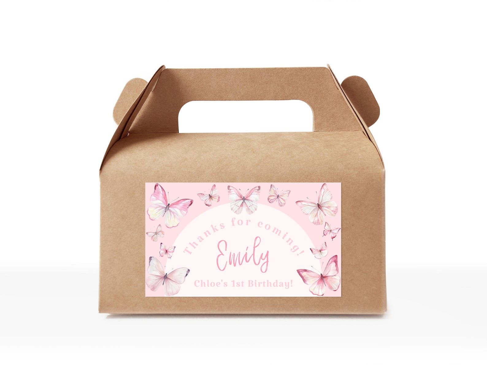 Pastel Butterfly Party Favour Label, Butterfly Gable Box Label Template ...