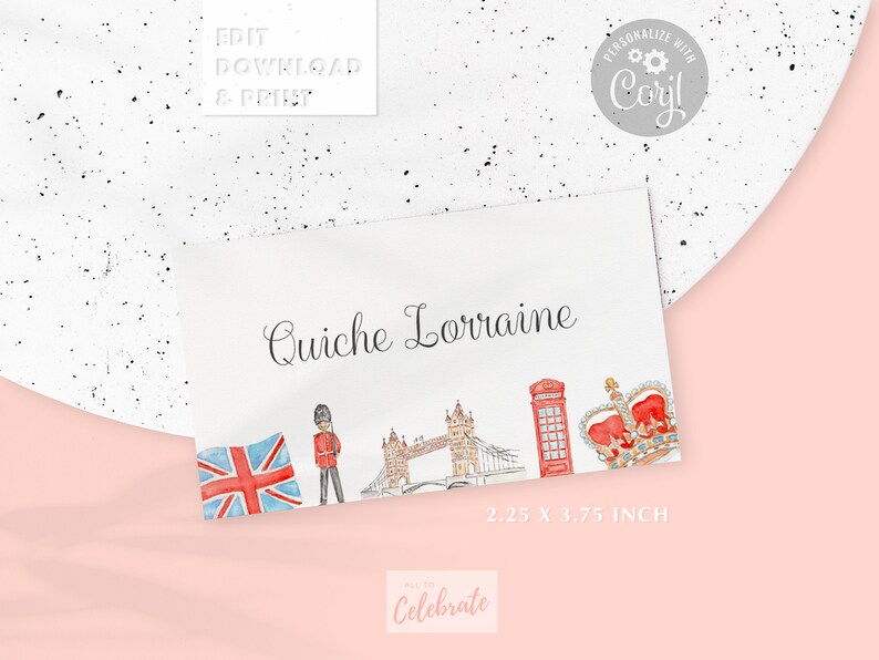 Editable London Themed Party Food Labels, Place Cards, British ...