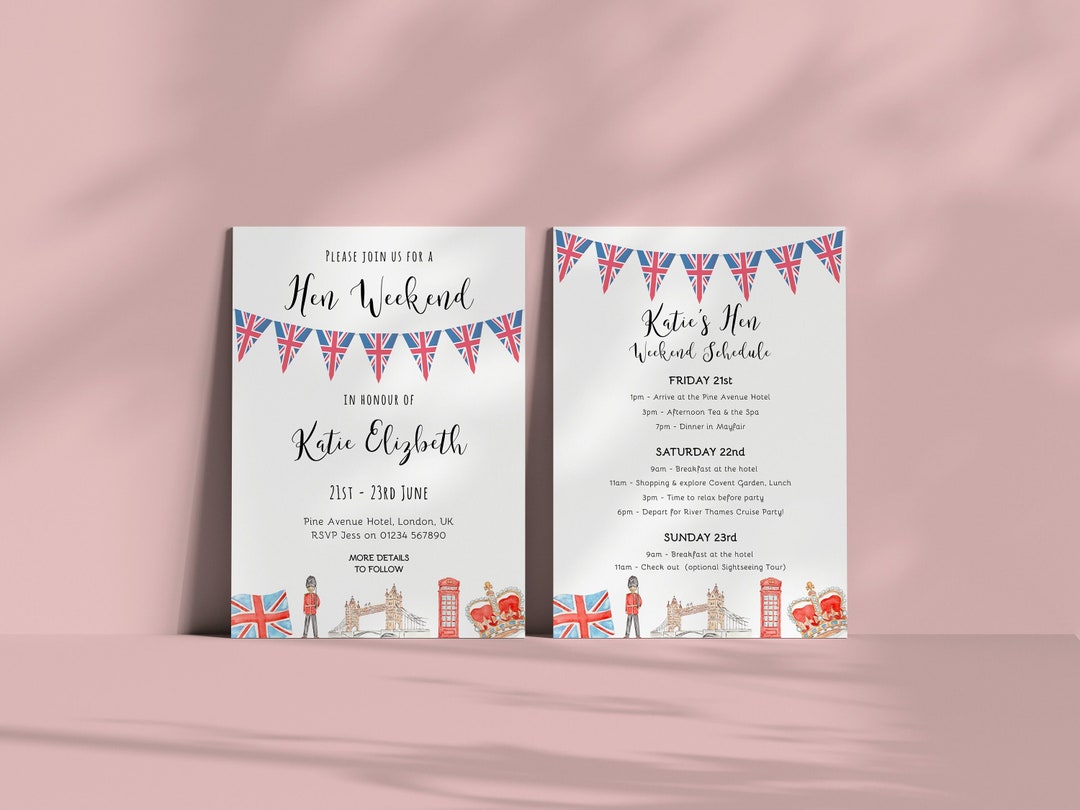 Editable London Hen Party Invitation and Itinerary Templates ...