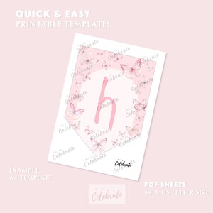 Pastel Butterfly Bunting Printable, Butterfly Party Decor, Butterfly ...