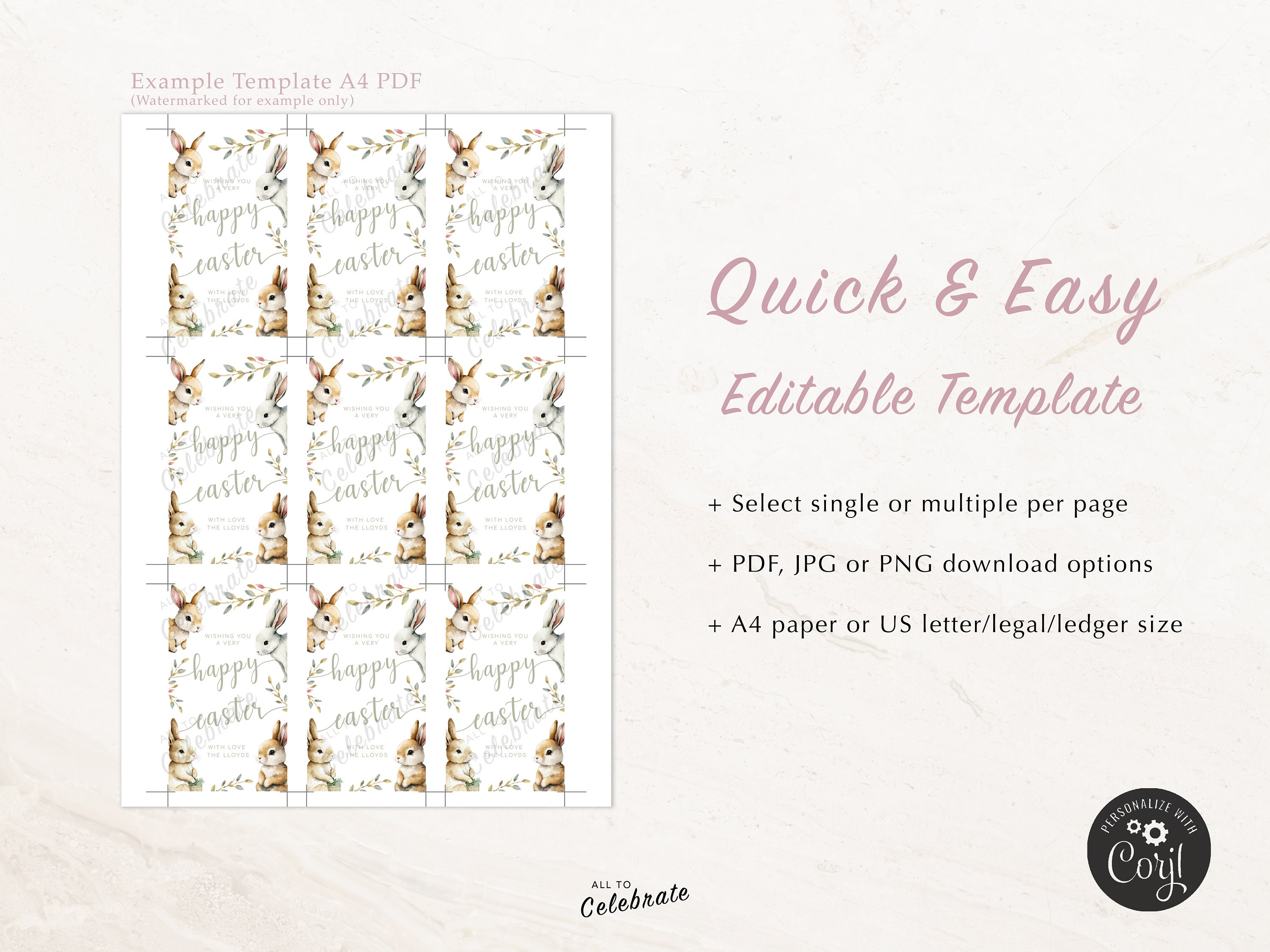 Editable Easter Gift Tag Template Personalized Easter Basket Labels ...