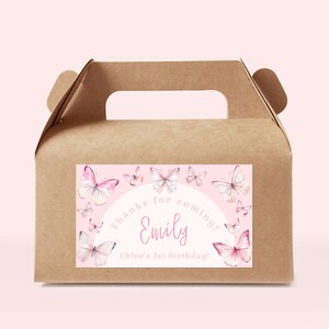 Pastel Butterfly Party Favour Label, Butterfly Gable Box Label Template ...
