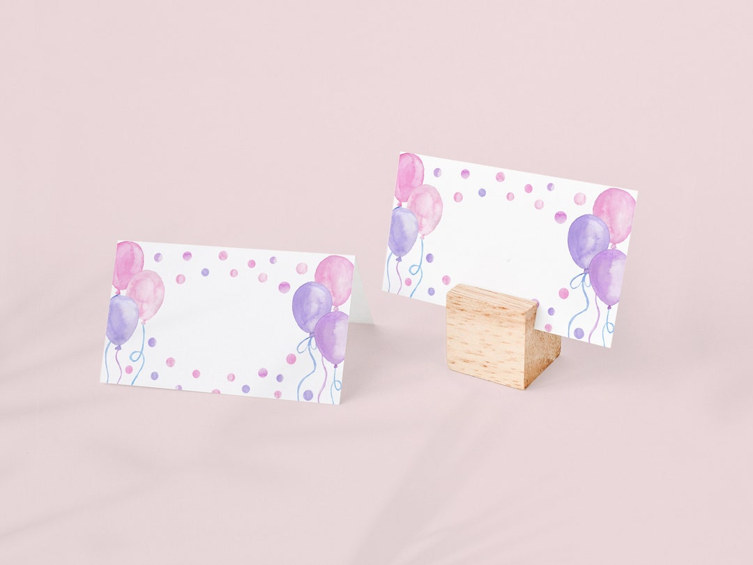 Printable Pastel Themed Place Cards, Balloon Food Buffet Labels ...