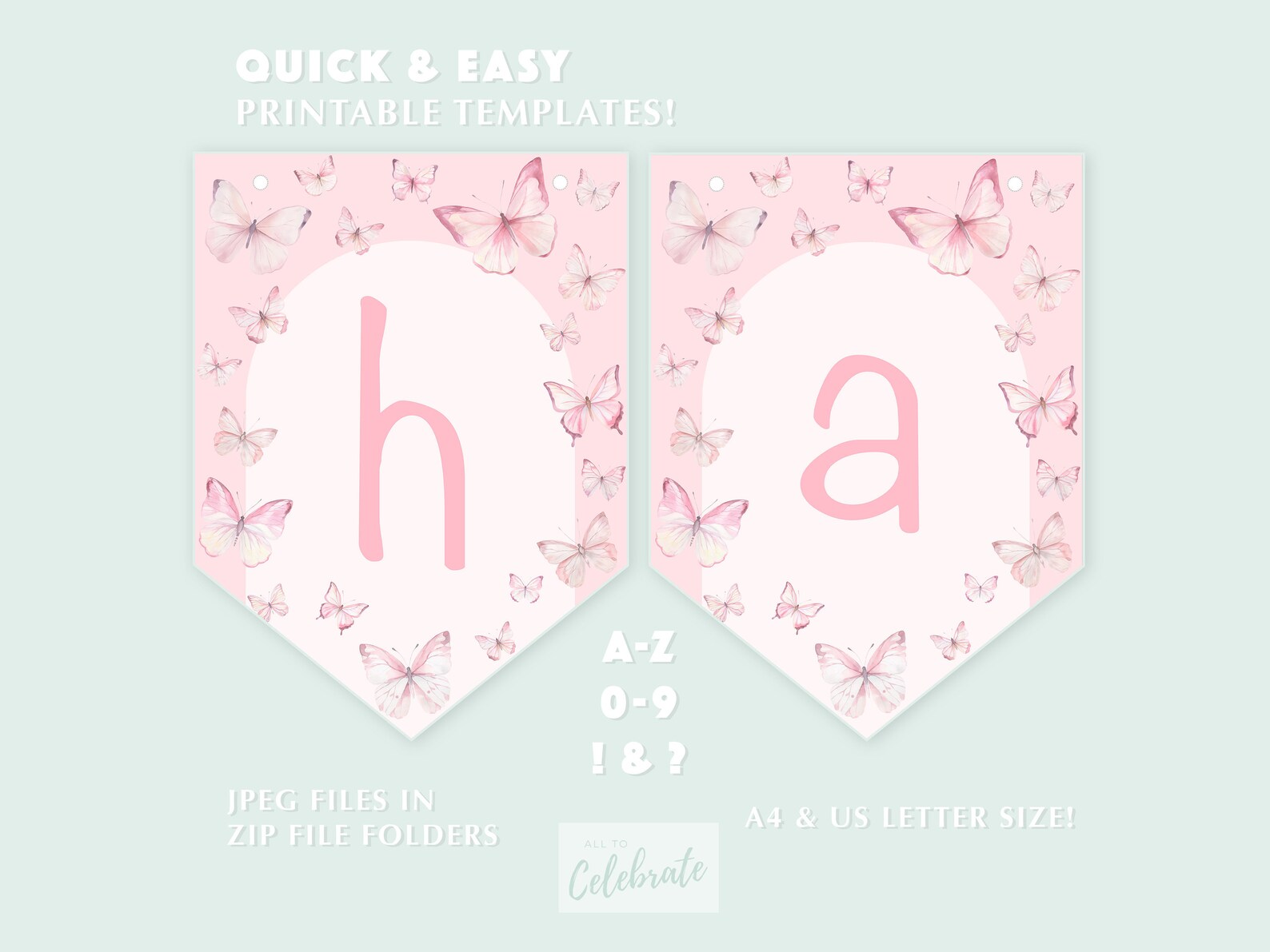 Pastel Butterfly Bunting Printable, Butterfly Party Decor, Butterfly ...