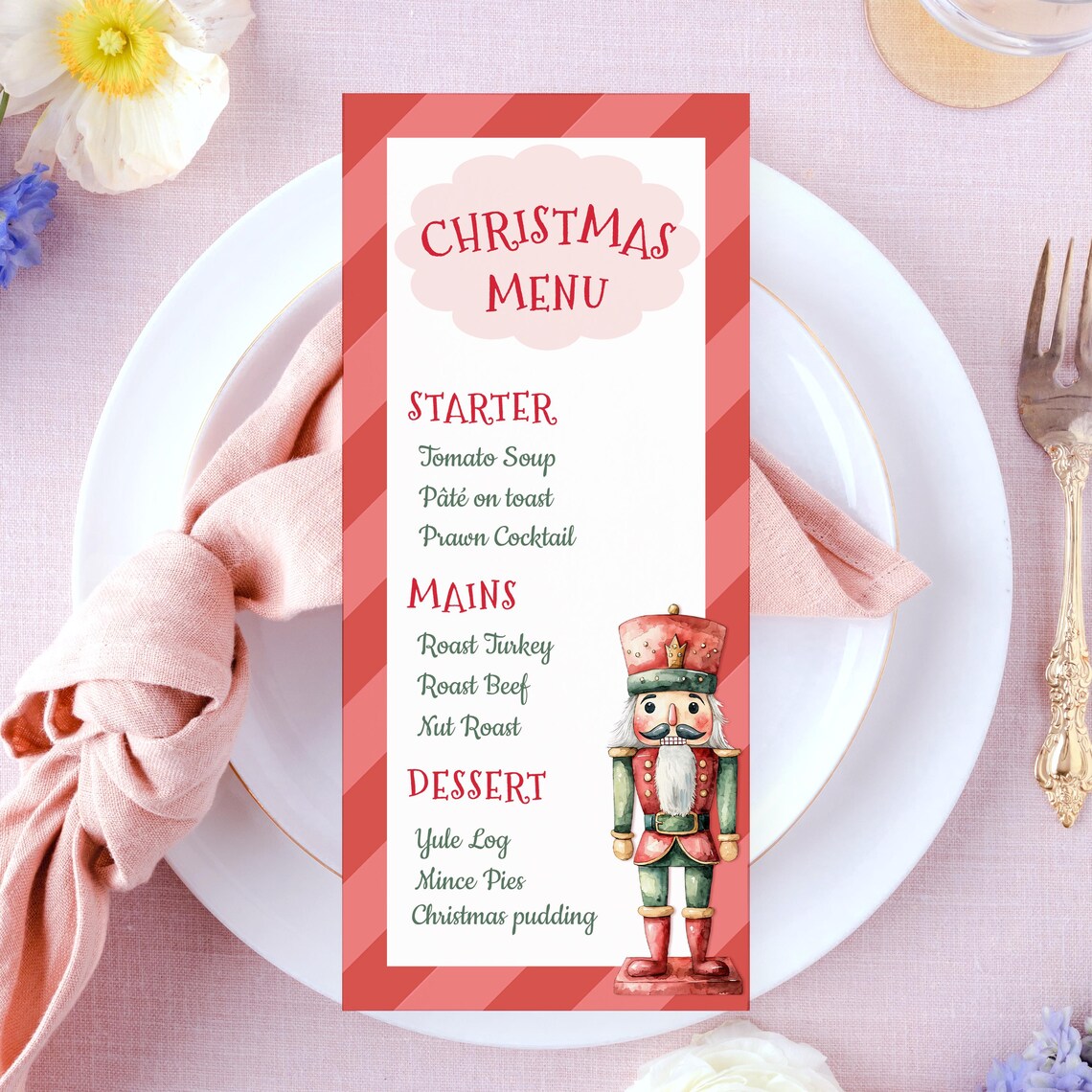 Nutcracker Christmas Menu Template: Editable Xmas Food Menu Card ...
