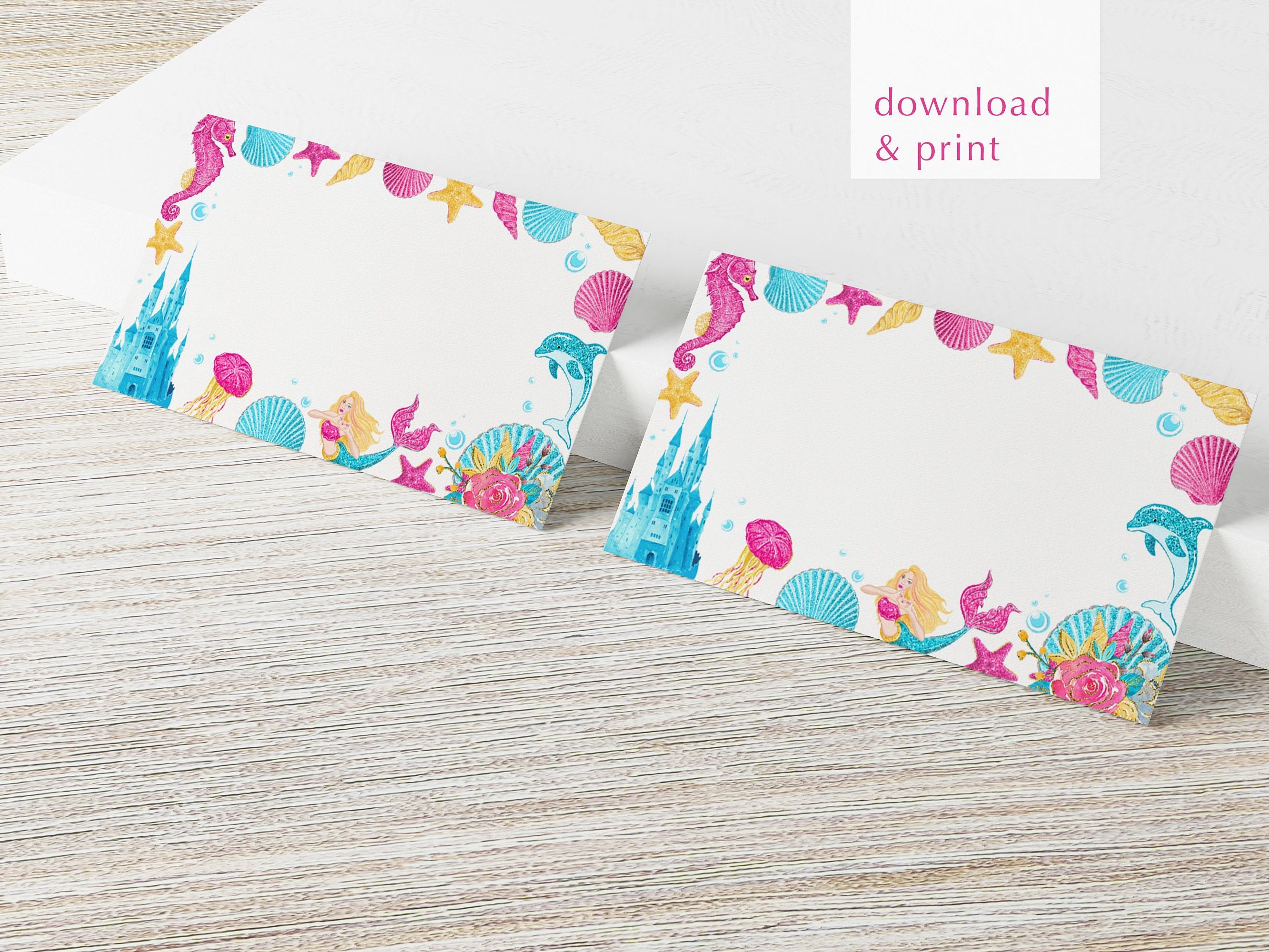 Printable Mermaid Themed Blank Party Food Labels Birthday - Etsy