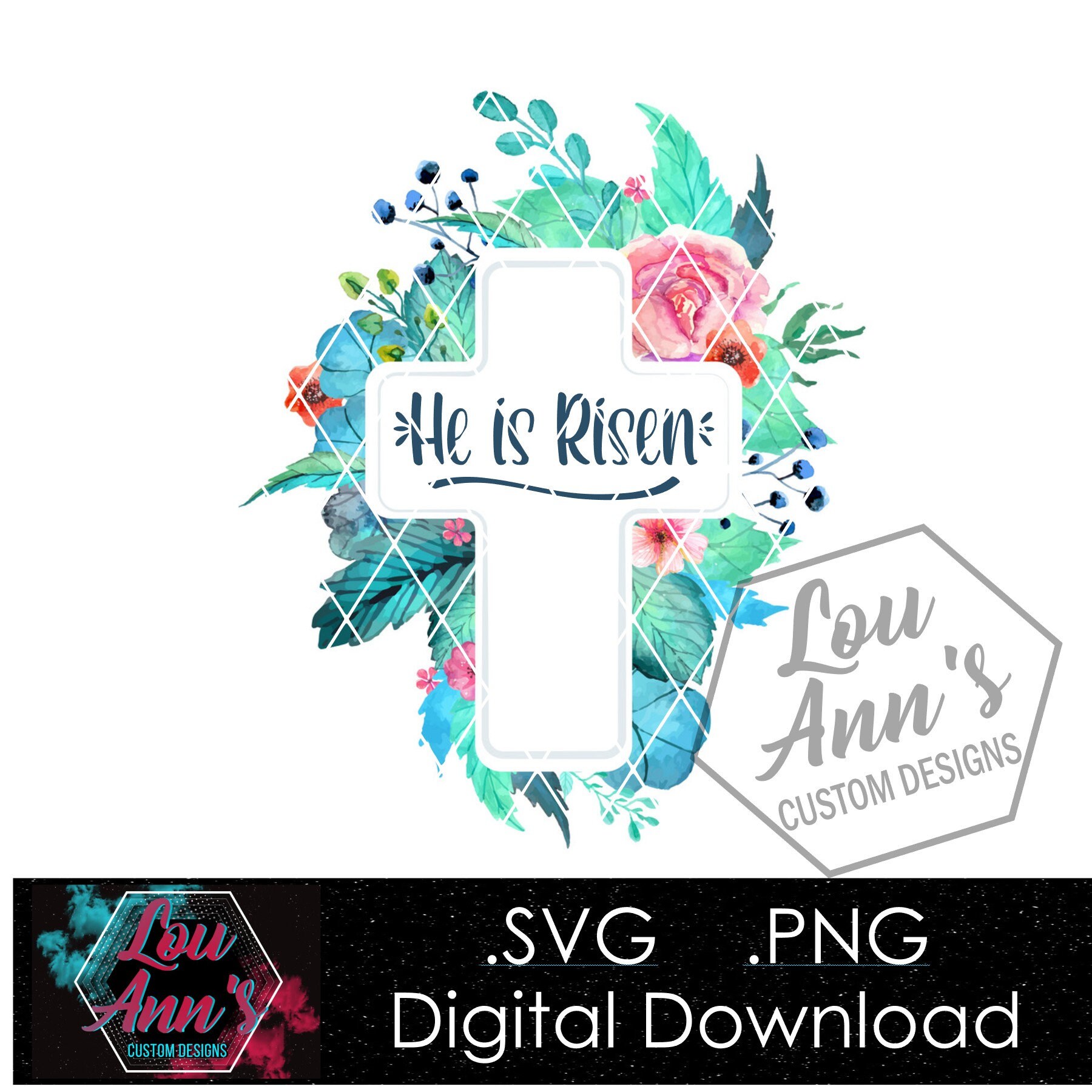 Risen Floral Cross .SVG .PNG Digital Download - Etsy