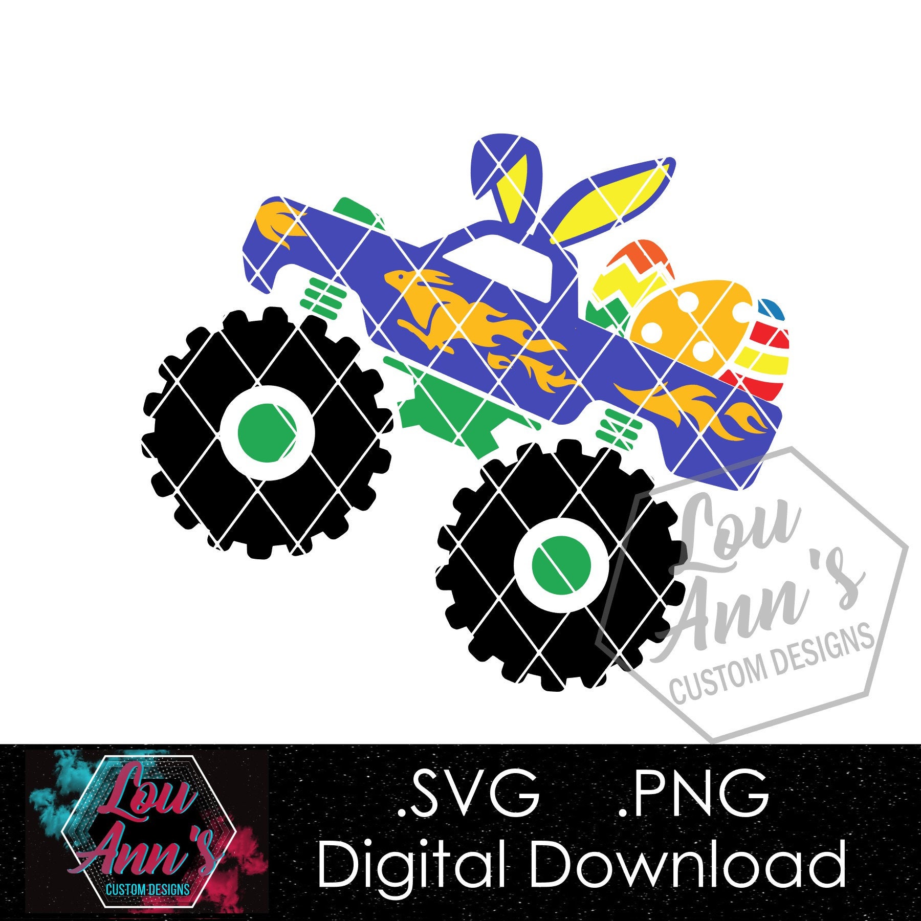 Easter Monster Truck LAYERABLE .PNG .SVG Digital Download - Etsy