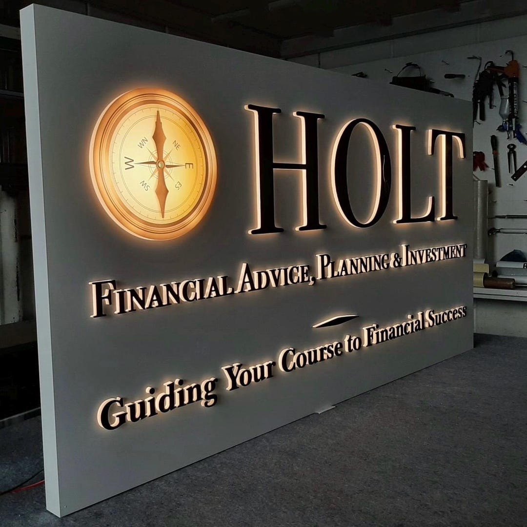 3D Background Sign, Office Wall Sign, Sleek 3D Light Box, Halo ...