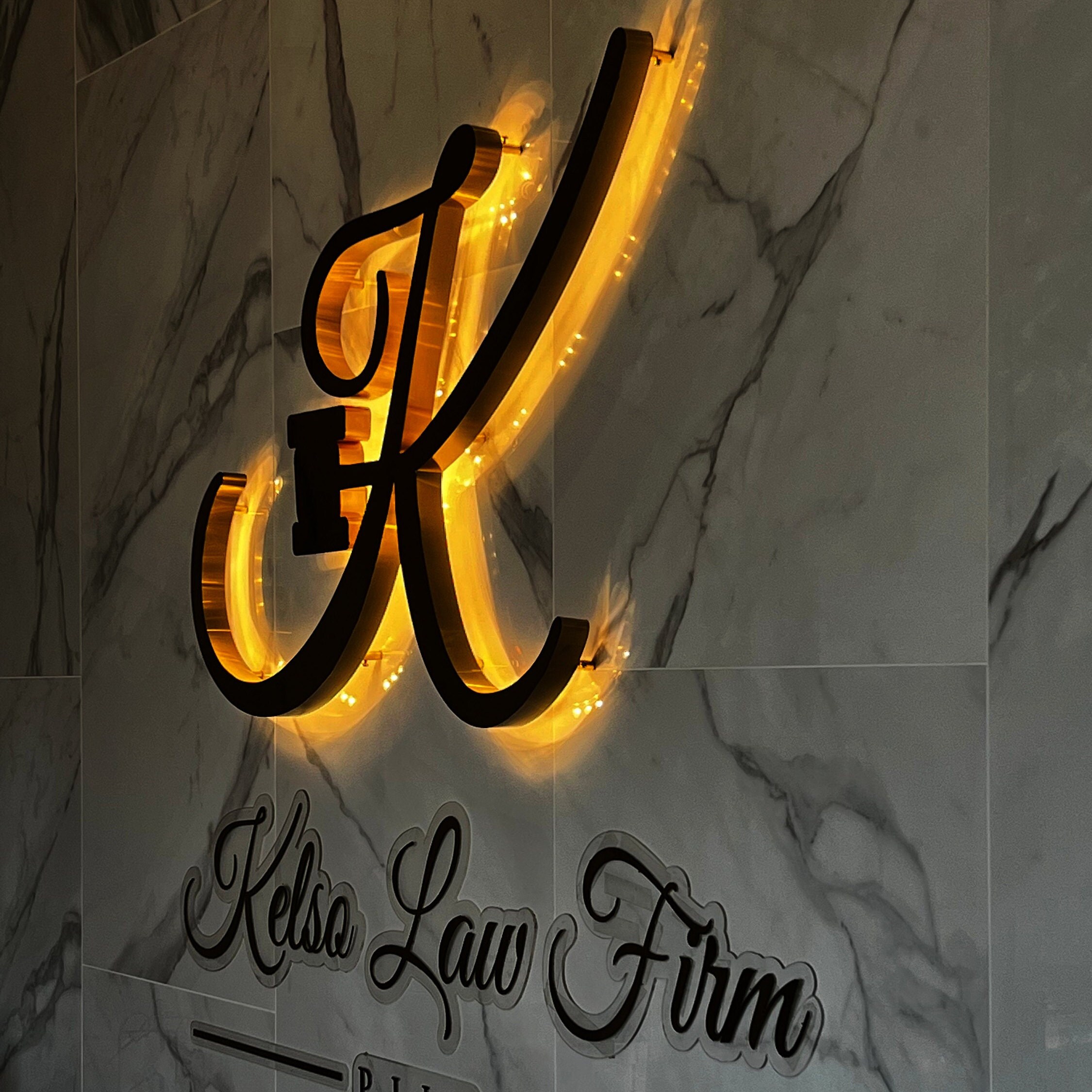 Gold Letters Office Sign Backlit Sign - Etsy