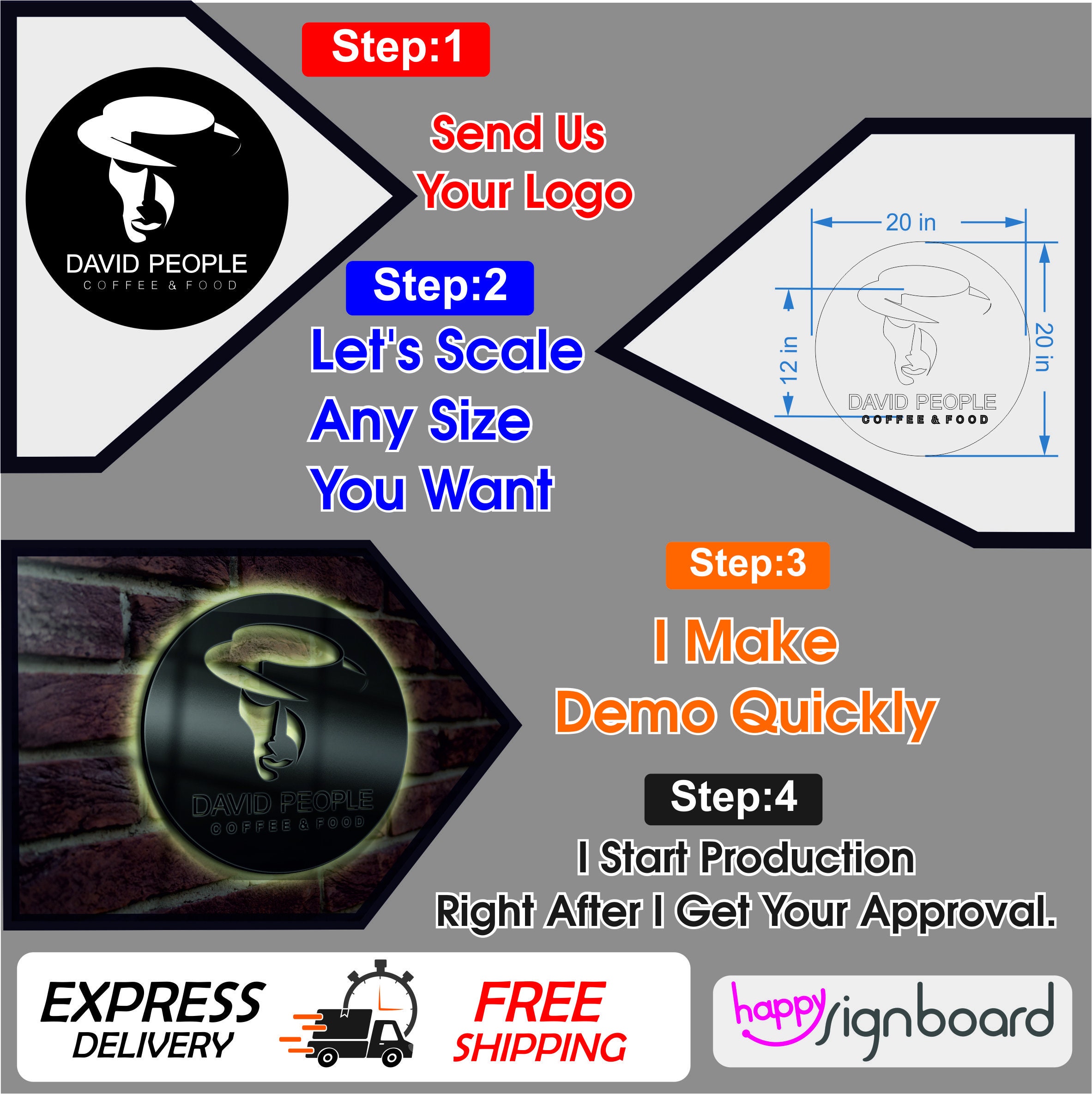 3d Backlit Sign 3d Led Signage Logo Light Sign Custom | Etsy Canada