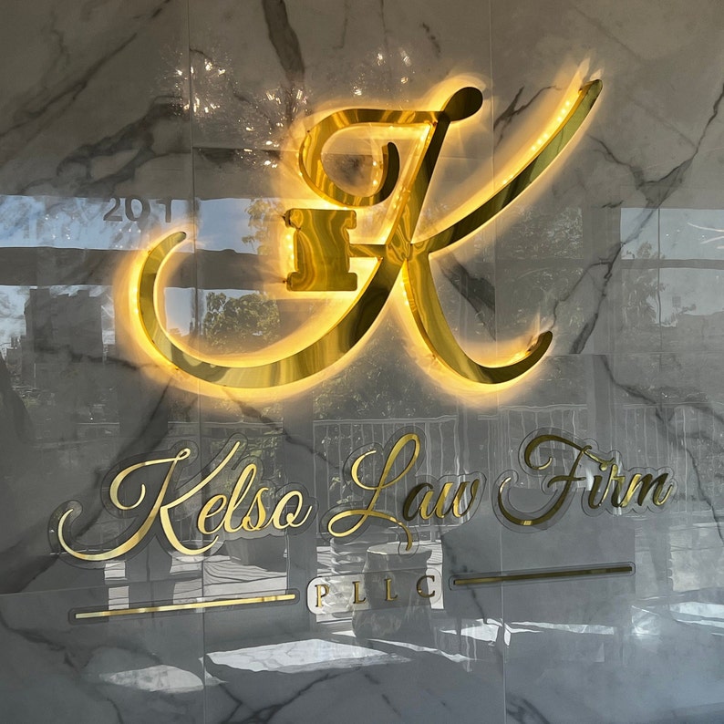 Gold Letters Office Sign Backlit Sign - Etsy
