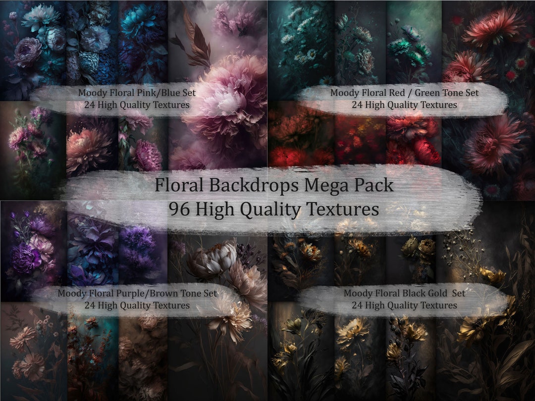 96 Floral Textures Mega Pack, Fine Art Backdrops, Photoshop Overlays ...