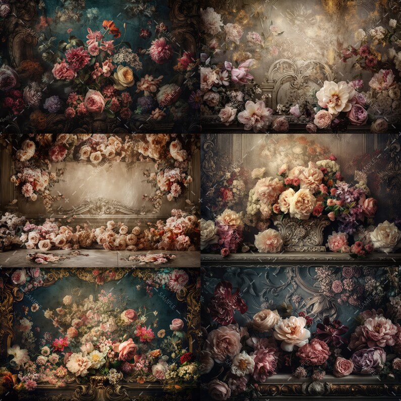 19 Baroque Floral Digital Backdrop | Fine Art Painting Texture - Etsy