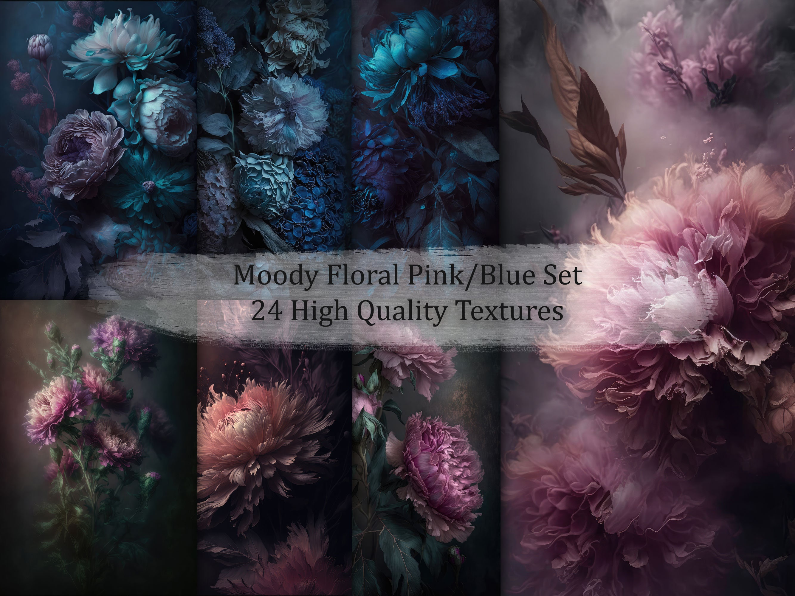 24 Moody Floral Digital Backdrop Fine Art Textures Maternity - Etsy