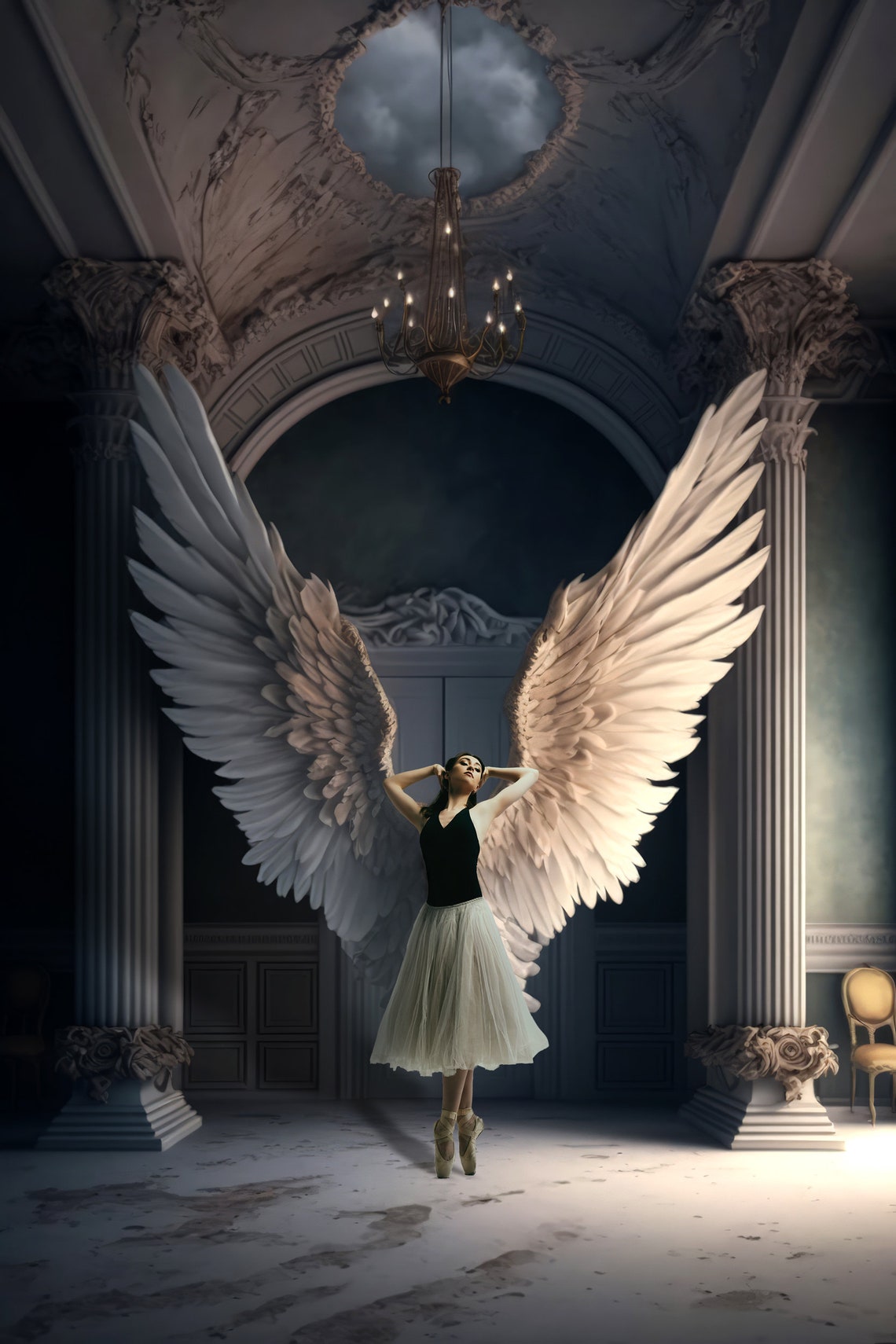 16 Angel Wings Digital Backdrop, Fine Art Backdrops, Photoshop Overlays ...
