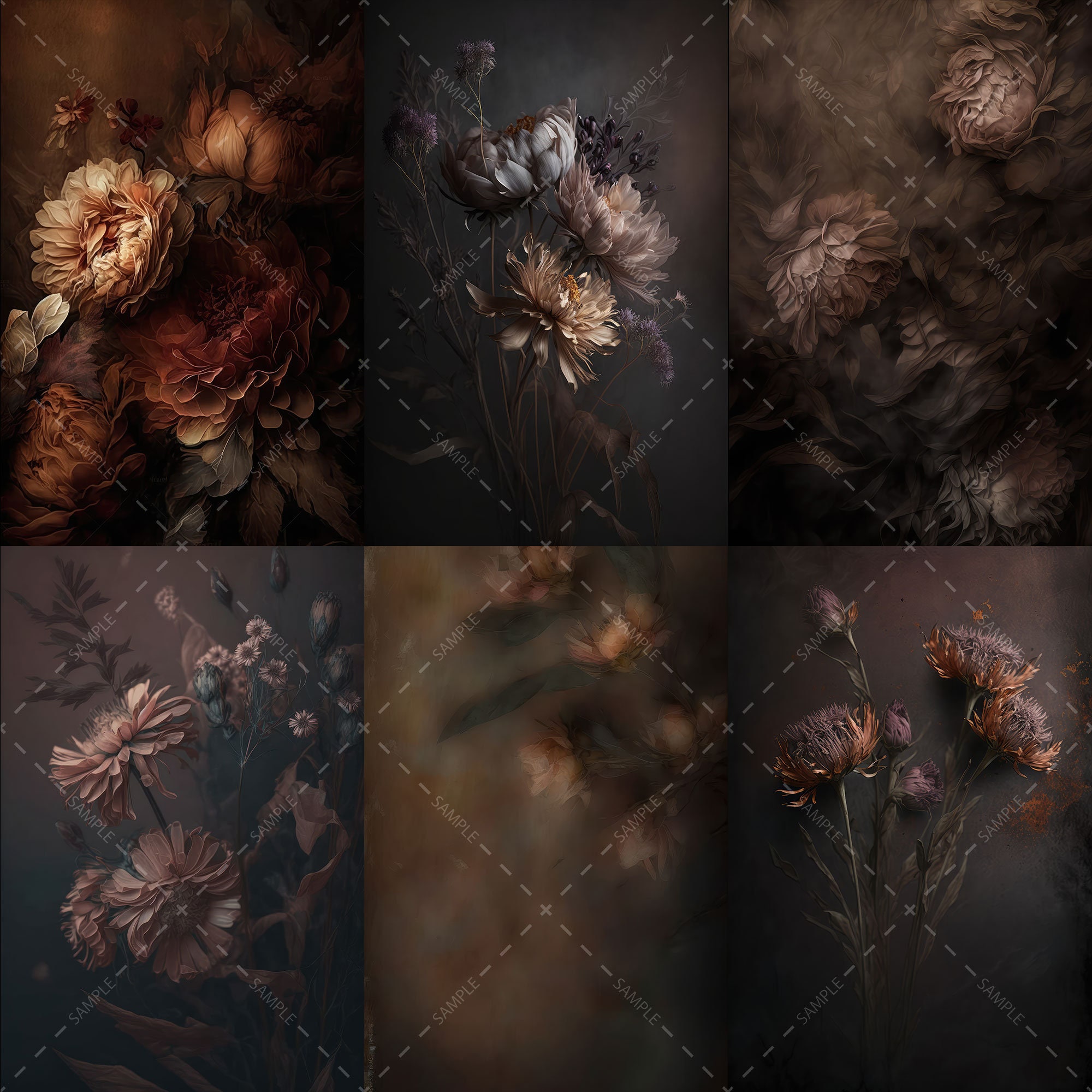 24 Moody Floral Digital Backdrops Fine Art Overlays Purple - Etsy